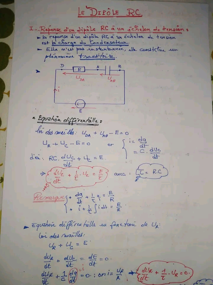 Bac math Physique Cours dipôle RC 👍 ️