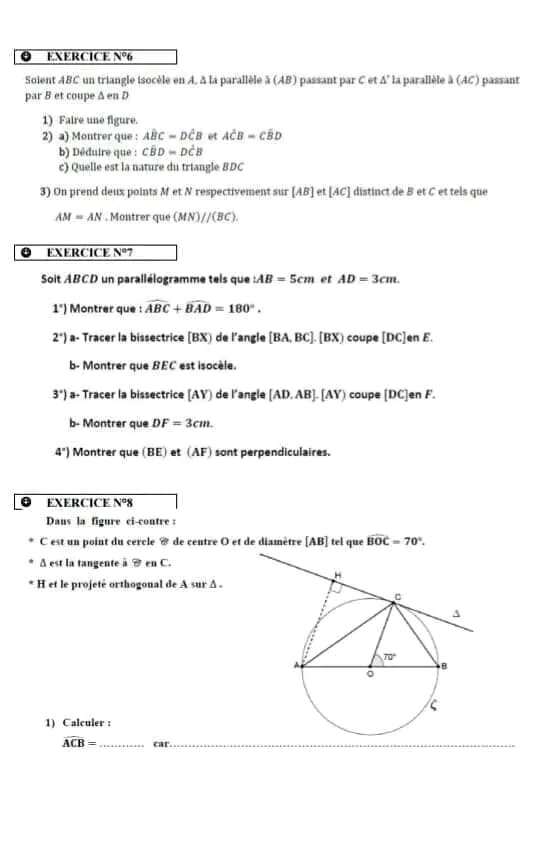 1ère année secondaire Math
