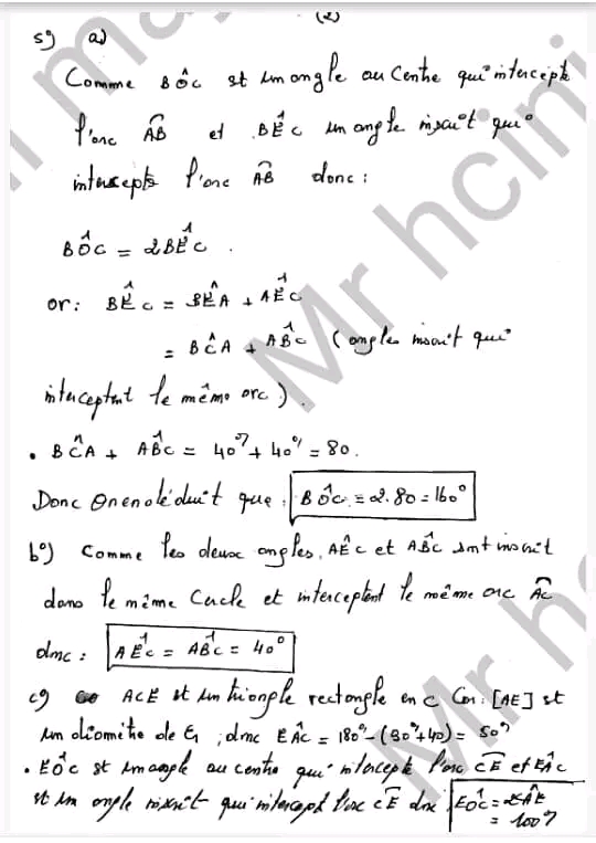 1ère année secondaire Math série de revision concernant les angles devoir cn°1 pilote avec