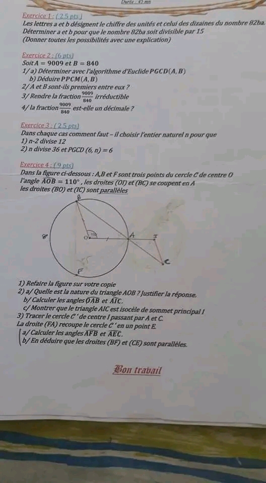 1ère année secondaire Math