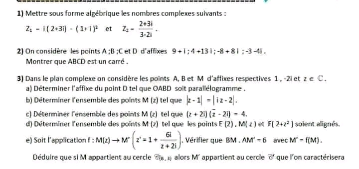 Bac math Math-NOMBRES COMPLEXES