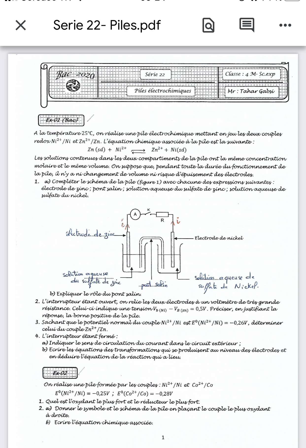 Bac Sc expérimentales Physique-Séries Physique