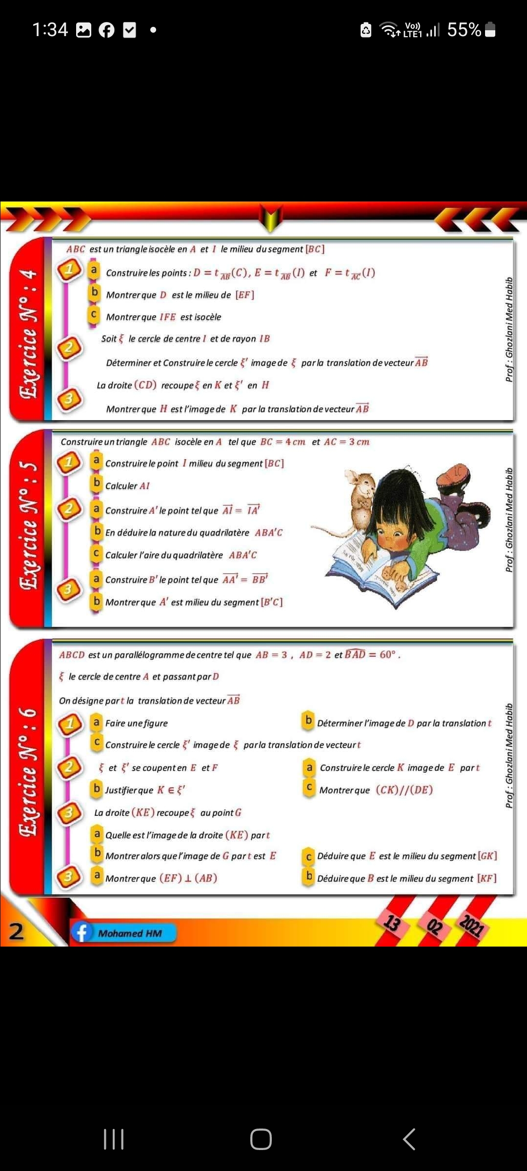 1ère année secondaire Math-Vecteurs et translations